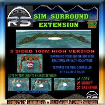 Second Life Marketplace - [Rainimal-SS] Sim Surround 3 Sided 100m